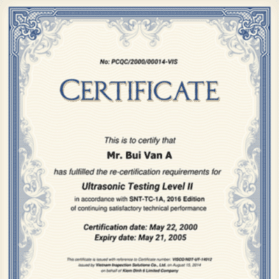 Ultrasonic Testing Level II – VISCO NDT